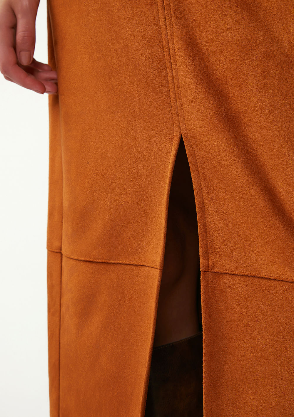 Saia Zinco Reta Alta Longa Marrom